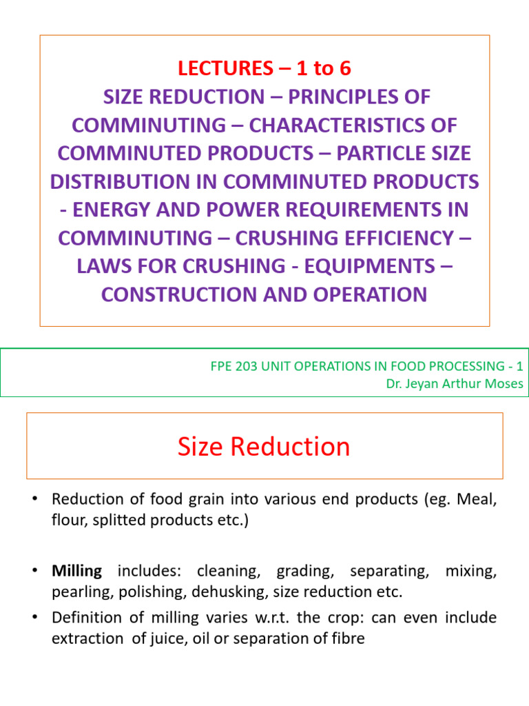 Lectures 1 To 6 | PDF | Mill (Grinding) | Applied And Interdisciplinary Physics