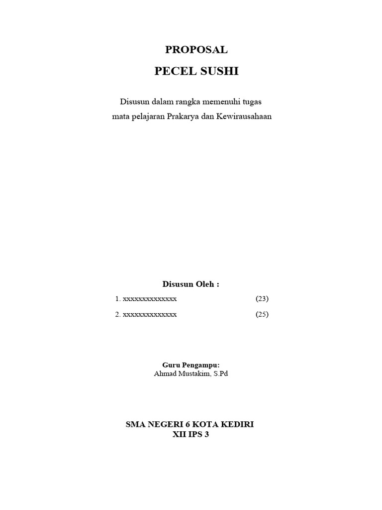 Proposal Pecel Sushi | PDF | Karier & Perkembangan