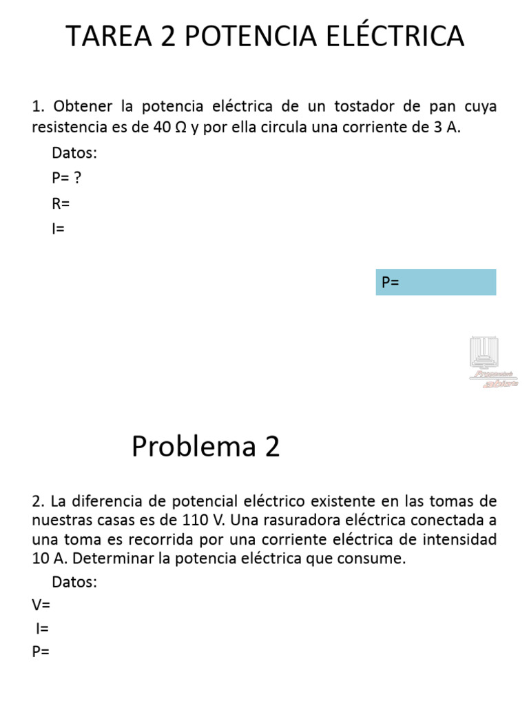 TAREA 2 POTENCIA - Compred | PDF | Resistencia Eléctrica y Conductancia ...