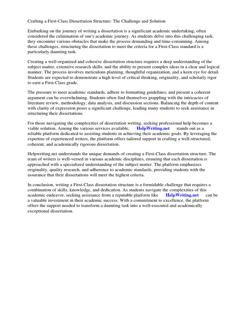 First Class Dissertation Structure Pdf Thesis Methodology 4319