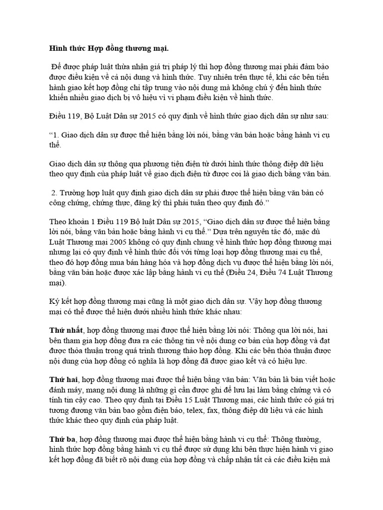 Hình TH C H P Đ NG Thương M I | PDF