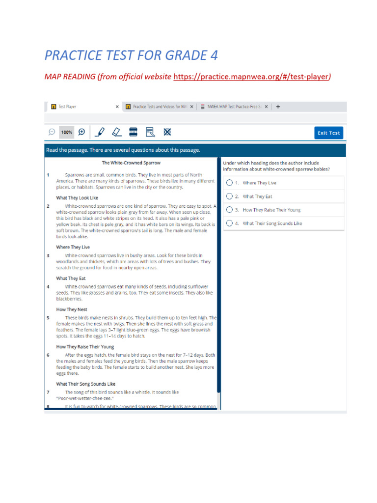 RIO - MAP READING PRACTICE TEST FOR GRADE 4 and 6 | PDF