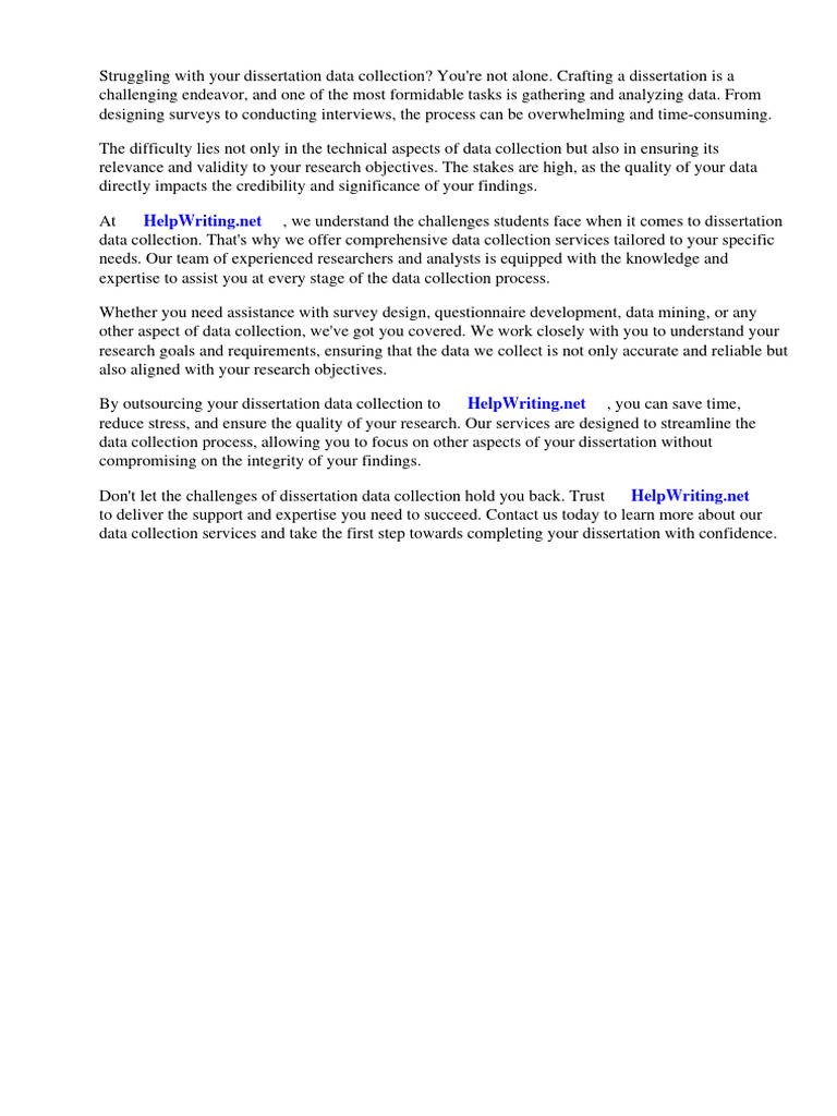 Dissertation Data Collection Services | Download Free PDF | Data | Methodology