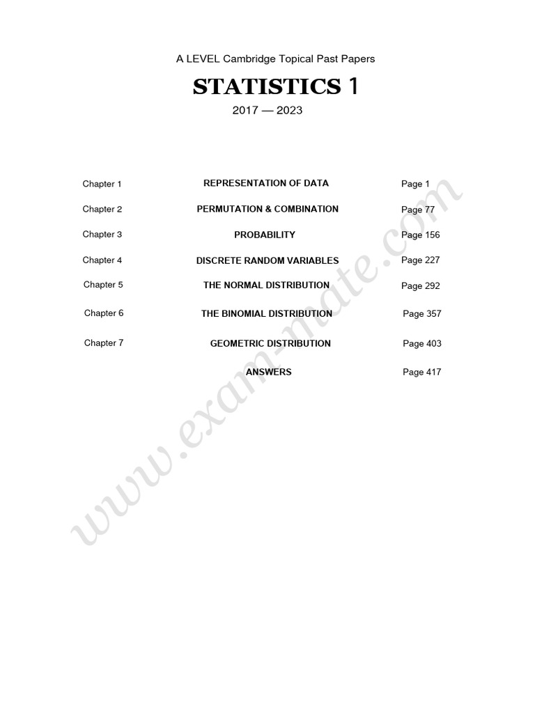 Probability & Staistics 9709 p5 | PDF | Probability Distribution | Statistics