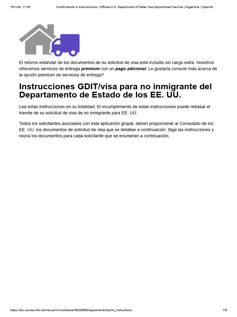 Confirmación e Instrucciones | PDF | Visa de viaje | Pasaporte