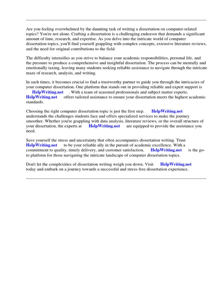 Computer Dissertation Topics | PDF | Thesis | Cloud Computing