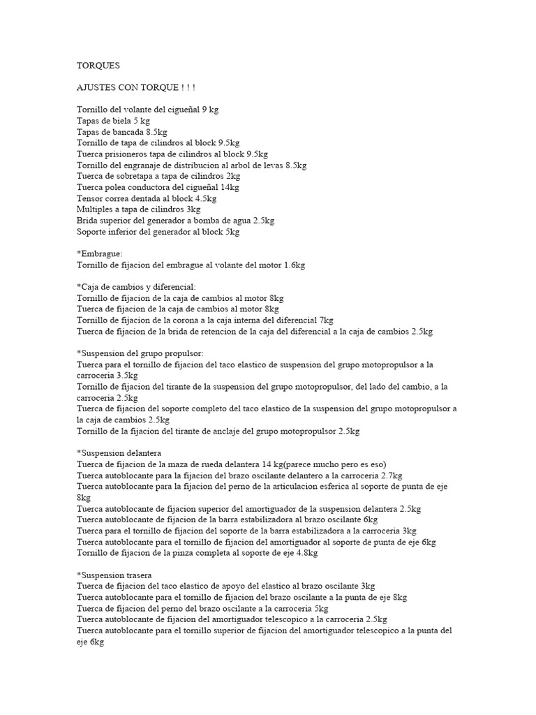 Torques Fiat | PDF | Industria automotriz | Vehículos terrestres
