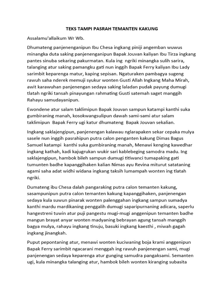 TEKS TAMPI PASRAH TEMANTEN KAKUNG | PDF