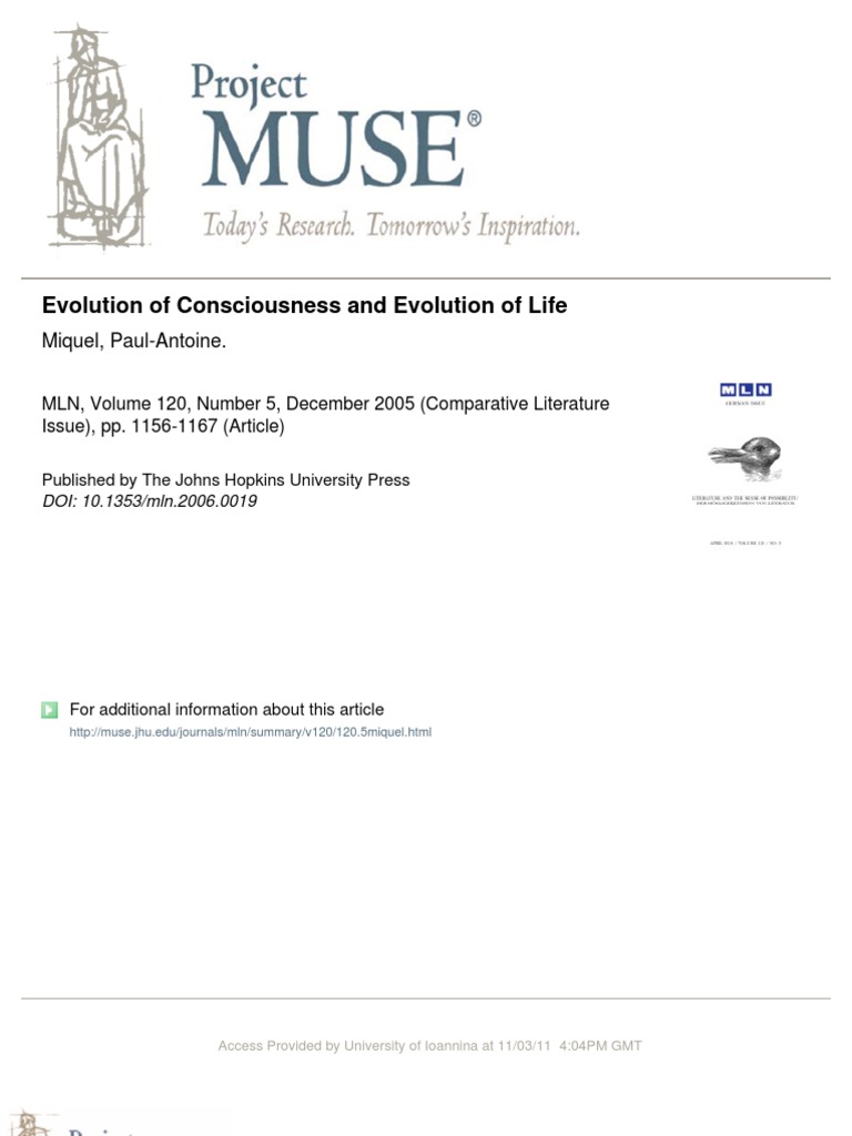 Evolution of Consciousness and Evolution of Life | PDF | Henri Bergson ...