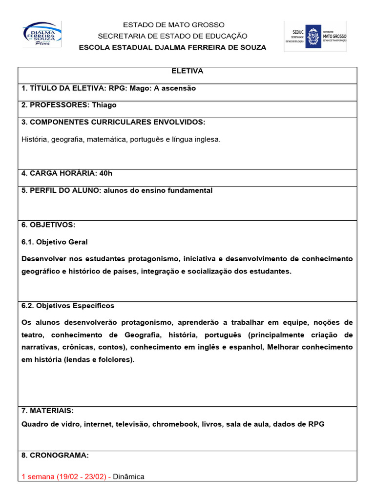 Projeto Eletiva | PDF