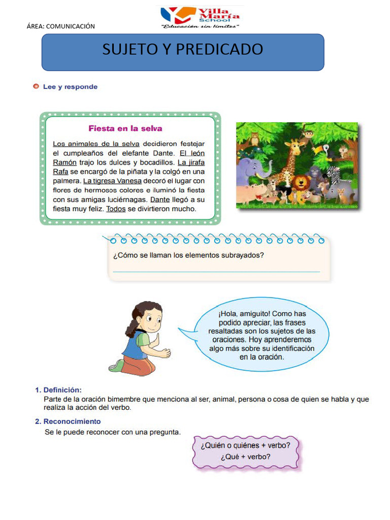 El Sujeto y Predicado 4° | PDF