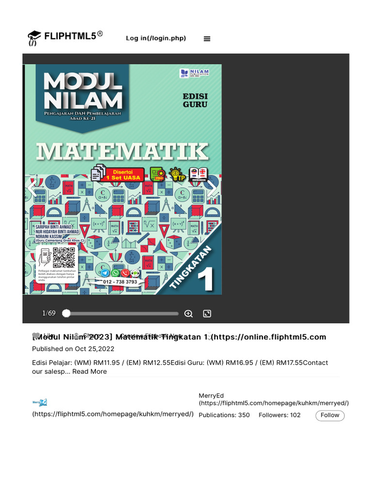 (Modul Nilam 2023) Matematik Tingkatan 1 - MerryEd - Membalik PDF Dalam Talian - FlipHTML5 | PDF