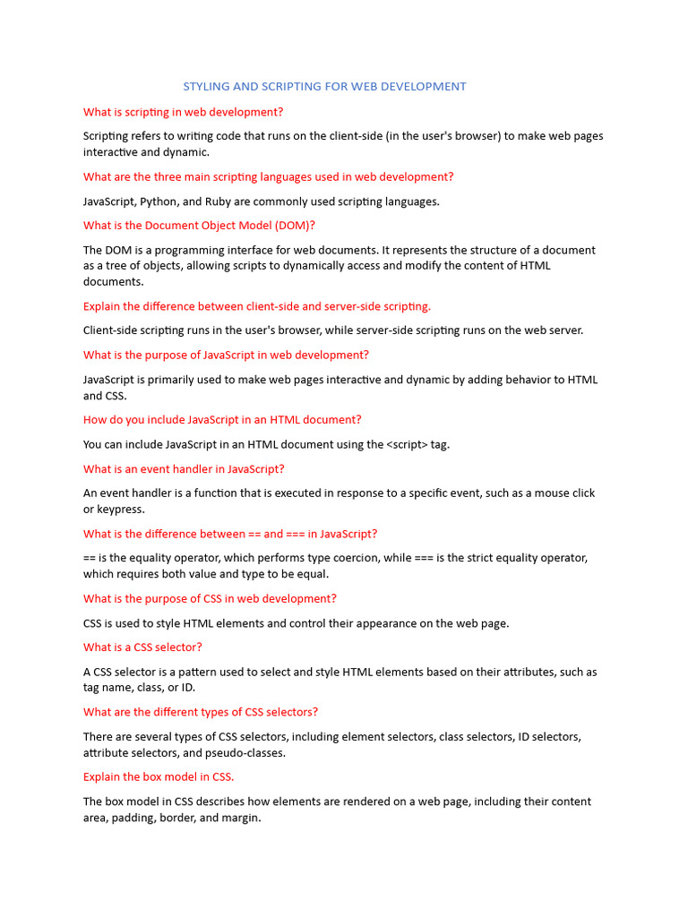 Styling and Scripting For Web Development | PDF | Dynamic Web Page | World Wide Web