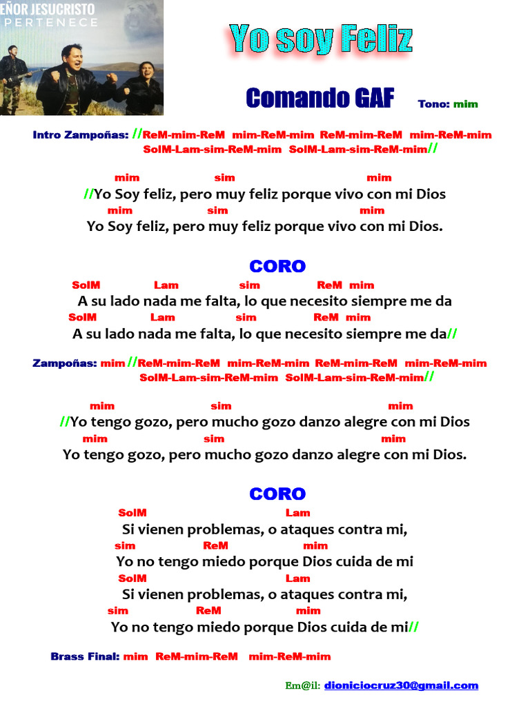 Yo Soy Feliz - Comando GAF Letra Con ACORDES | PDF