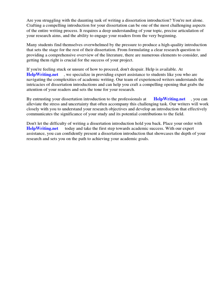 Good Dissertation Introduction Examples Pdf Thesis Essays