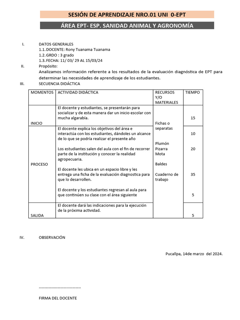 SESION 1 unidad 3 grado ept | PDF | Evaluación | Enseñando