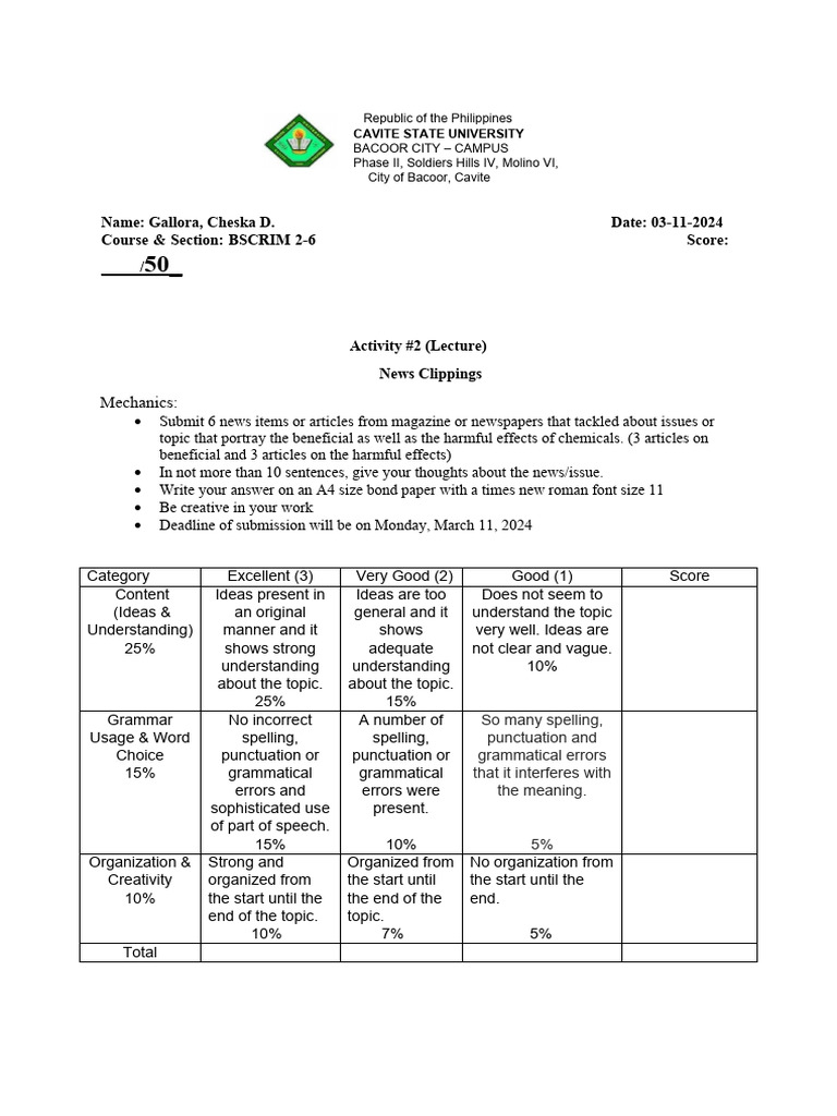 Activity-2-Lec-BSC-Chemistry | PDF | Pollution | Waste