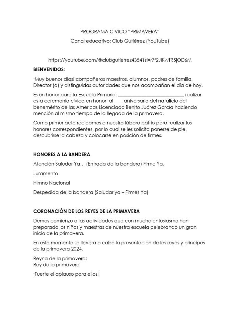 Programa Civico de La Primavera | PDF | Temporada de primavera)