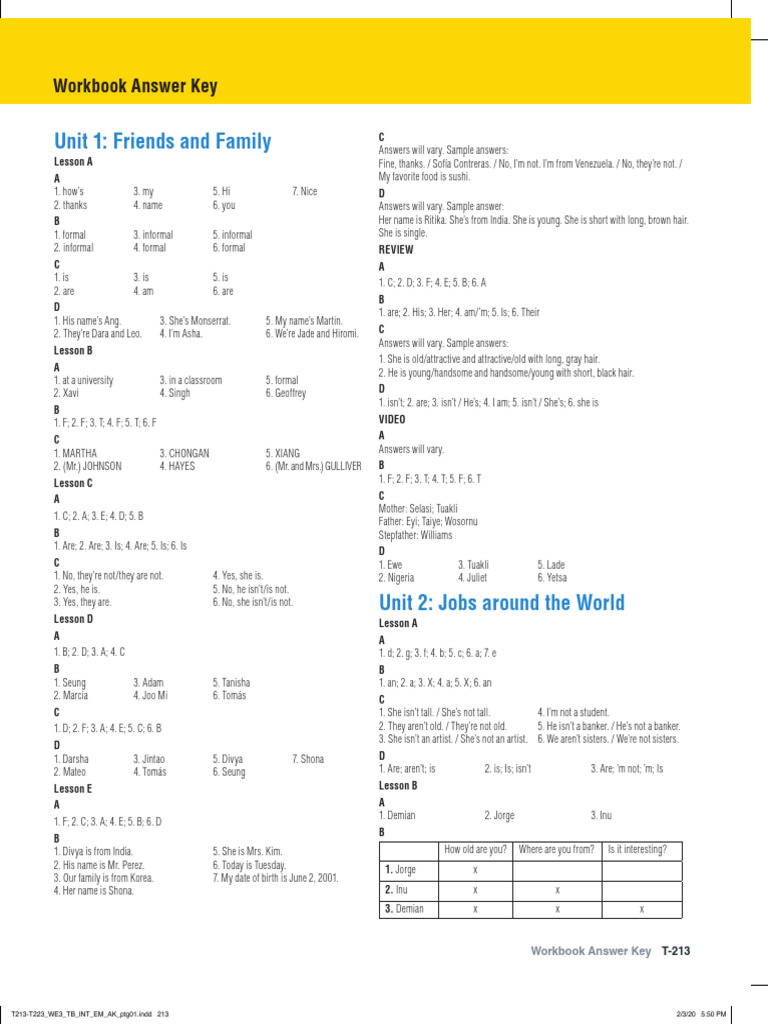 World English 3e Level Intro Workbook Answer Key | PDF | Bedroom | Chair