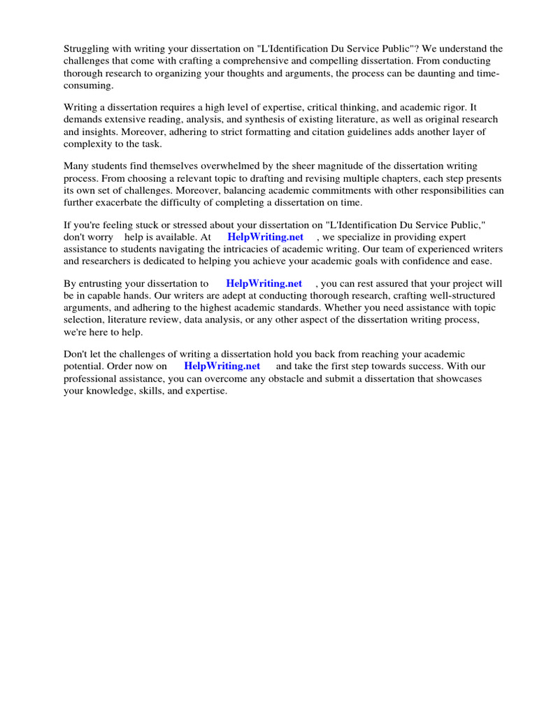 Dissertation Lidentification Du Service Public | PDF | Thesis | Proofreading