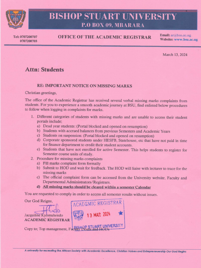 Notice On Missing Marks | PDF