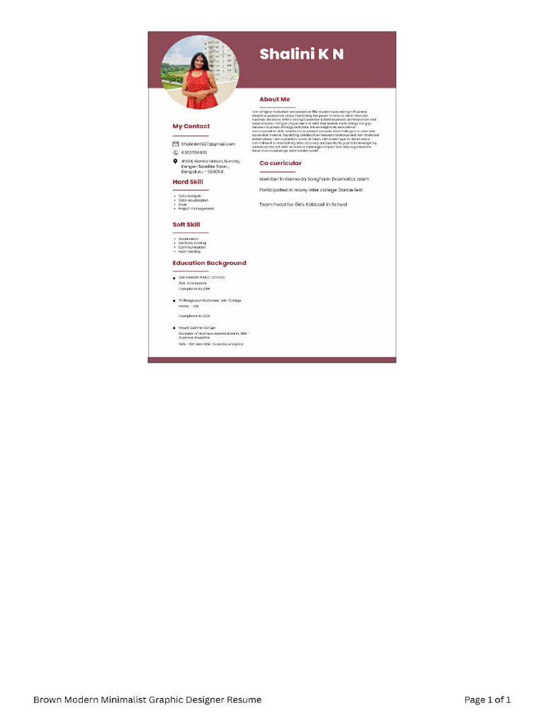 Shalini K N Resume _compressed | PDF