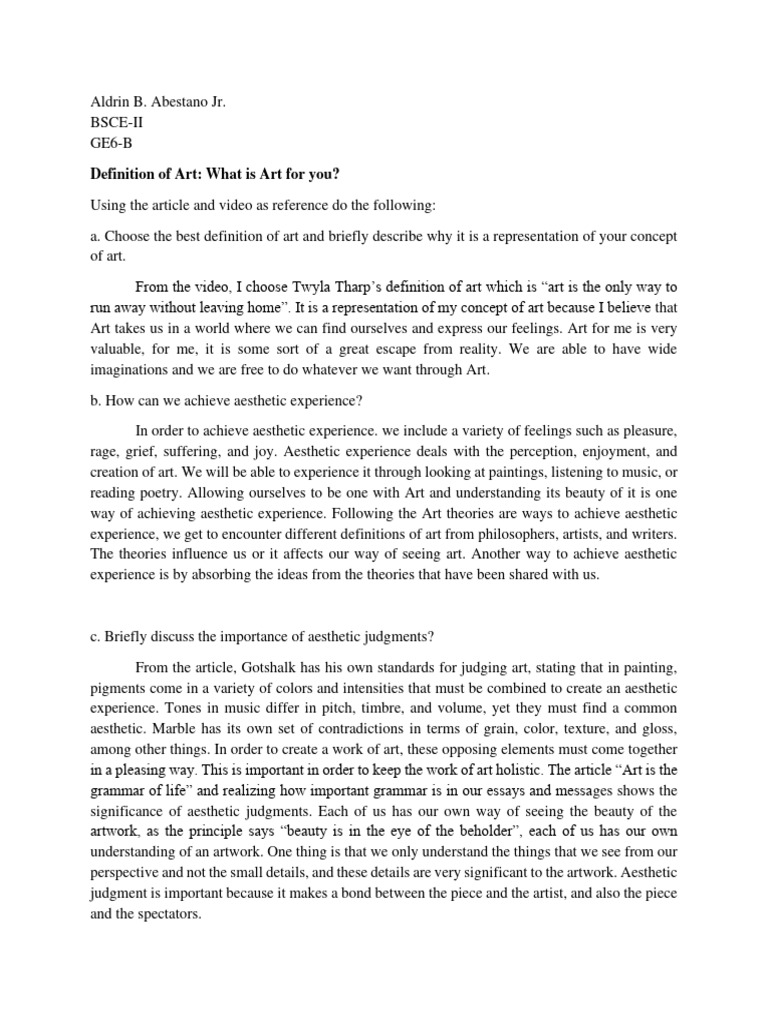 Abestano GE6-B Art | PDF | Aesthetics | Experience