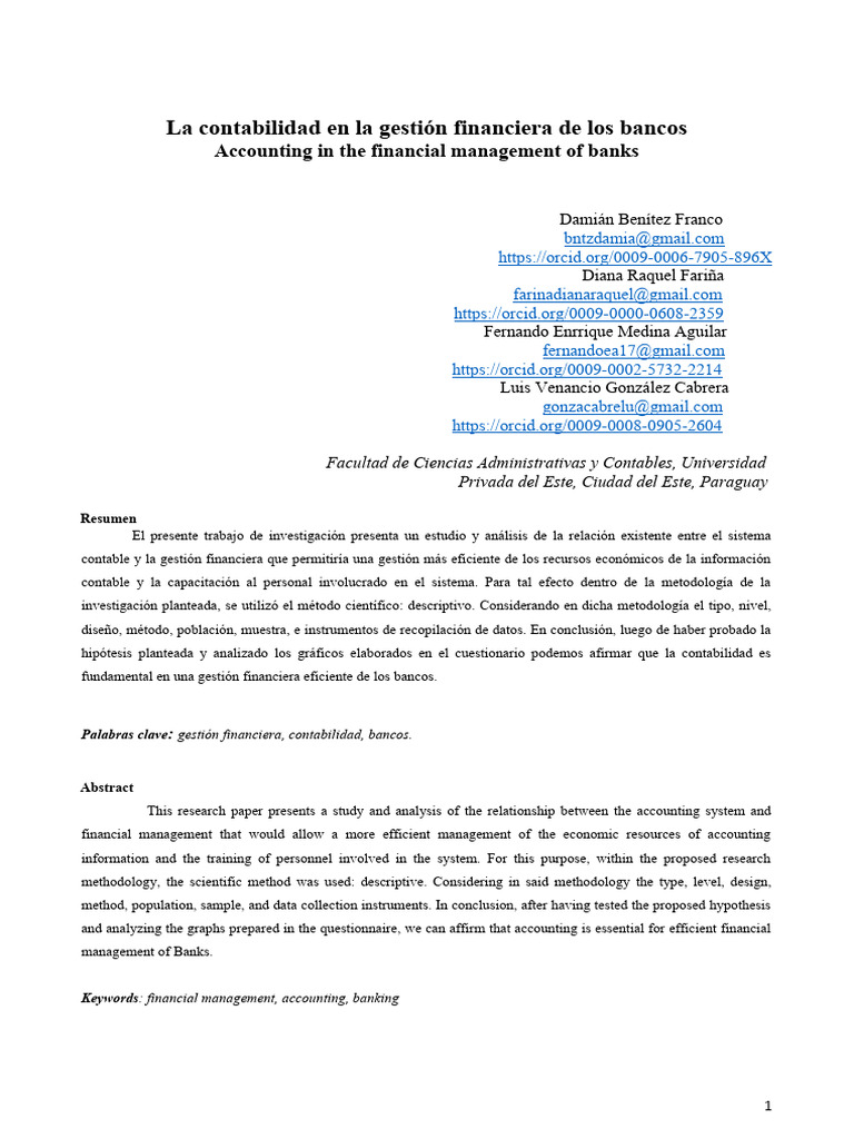 Articulo - La Contabilidad en La Gestion Financiera de Los Bancos | PDF | Muestreo (Estadísticas ...