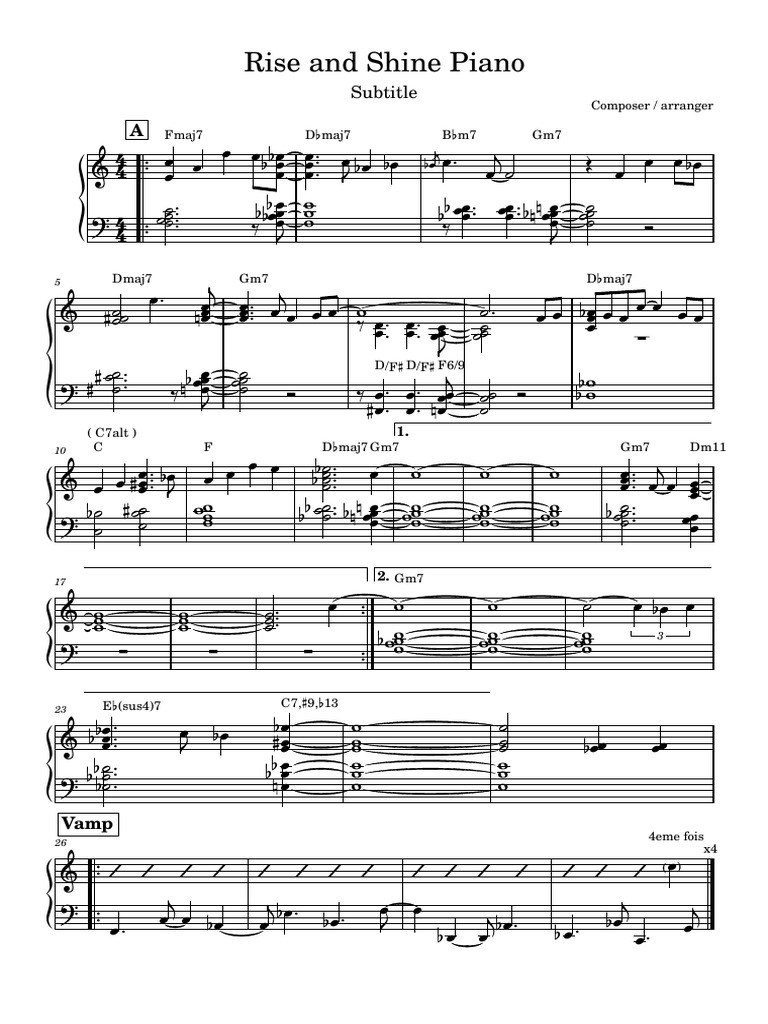 Rise and Shine Piano Chart | PDF
