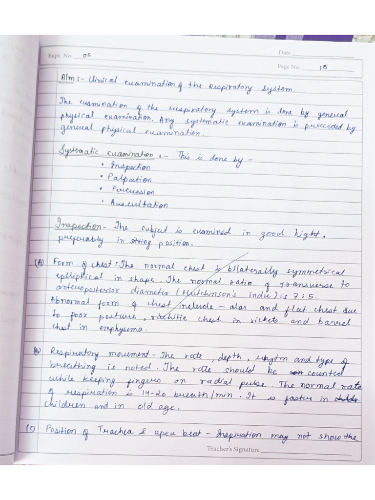 Respiratory System Examination Pdf