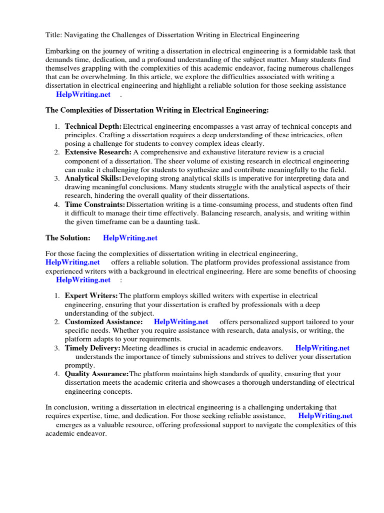 Dissertation Topics in Electrical Engineering | PDF | Engineering | Thesis