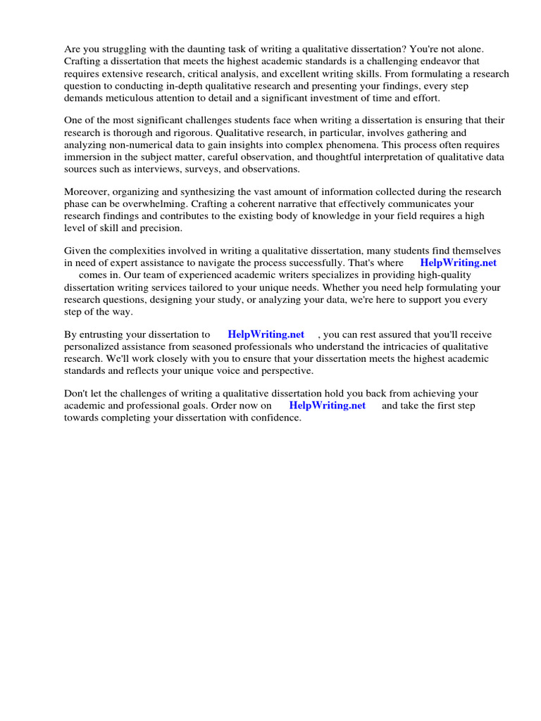 How To Write A Qualitative Dissertation Pdf Thesis Qualitative