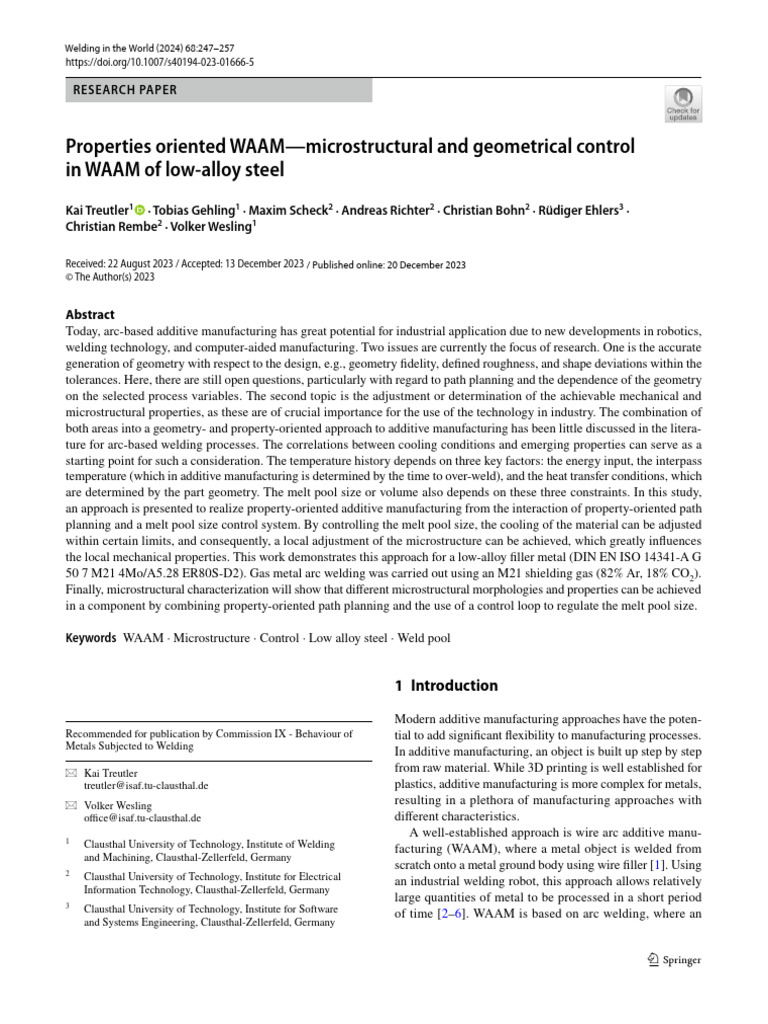 Properties Oriented WAAM-microstructural and Geometrical Control in ...