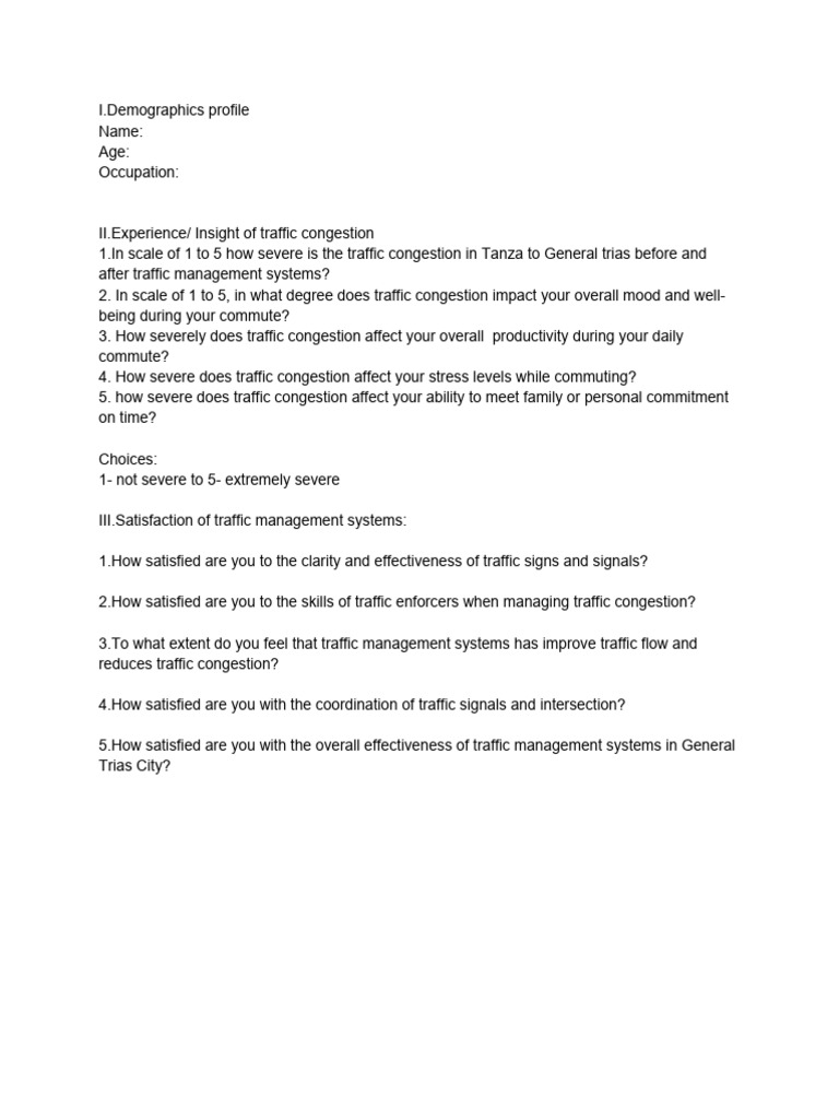 Traffic Congestion and Management Survey | PDF | Traffic | Traffic ...