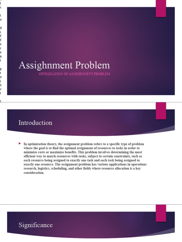 Assighnment Problem | PDF | Scheduling (Production Processes ...