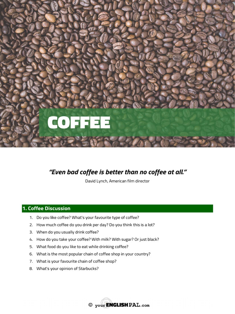 Lesson Plan Coffee Student | PDF | Caffeine | Coffee