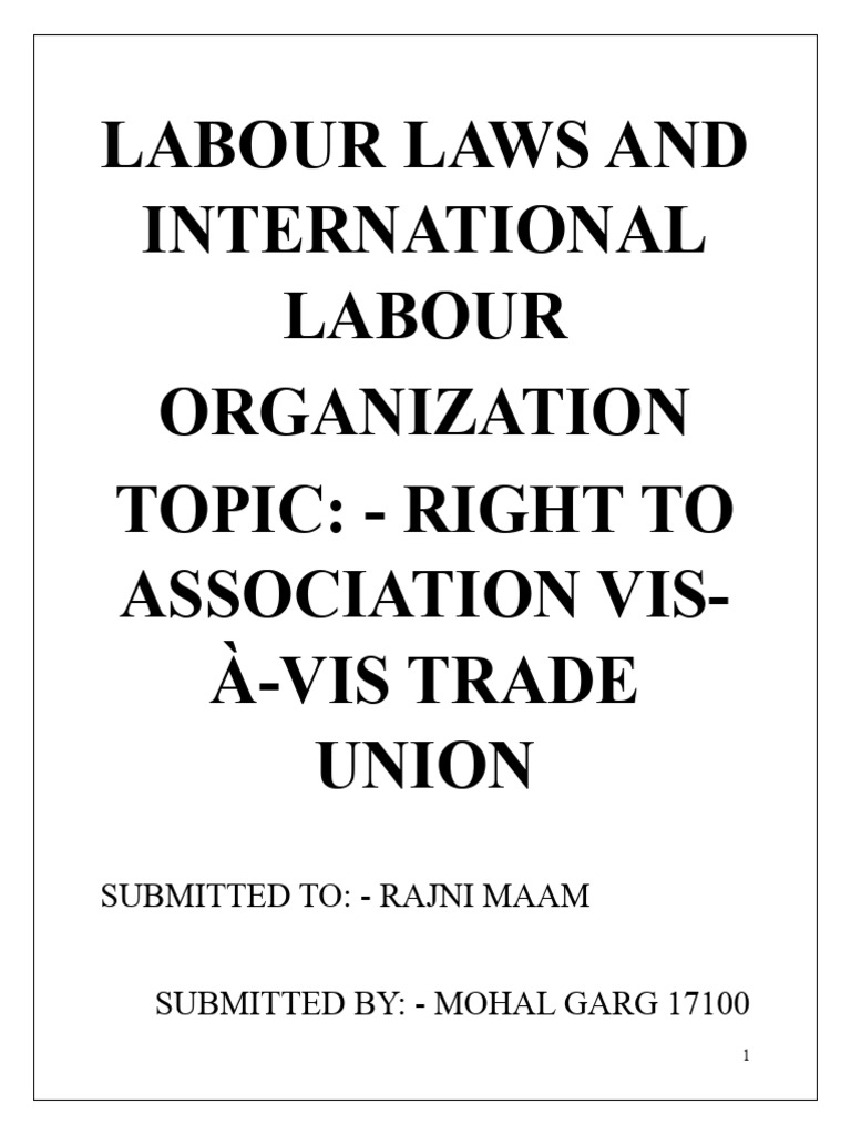 Labour Laws Project Pdf Trade Union Employment