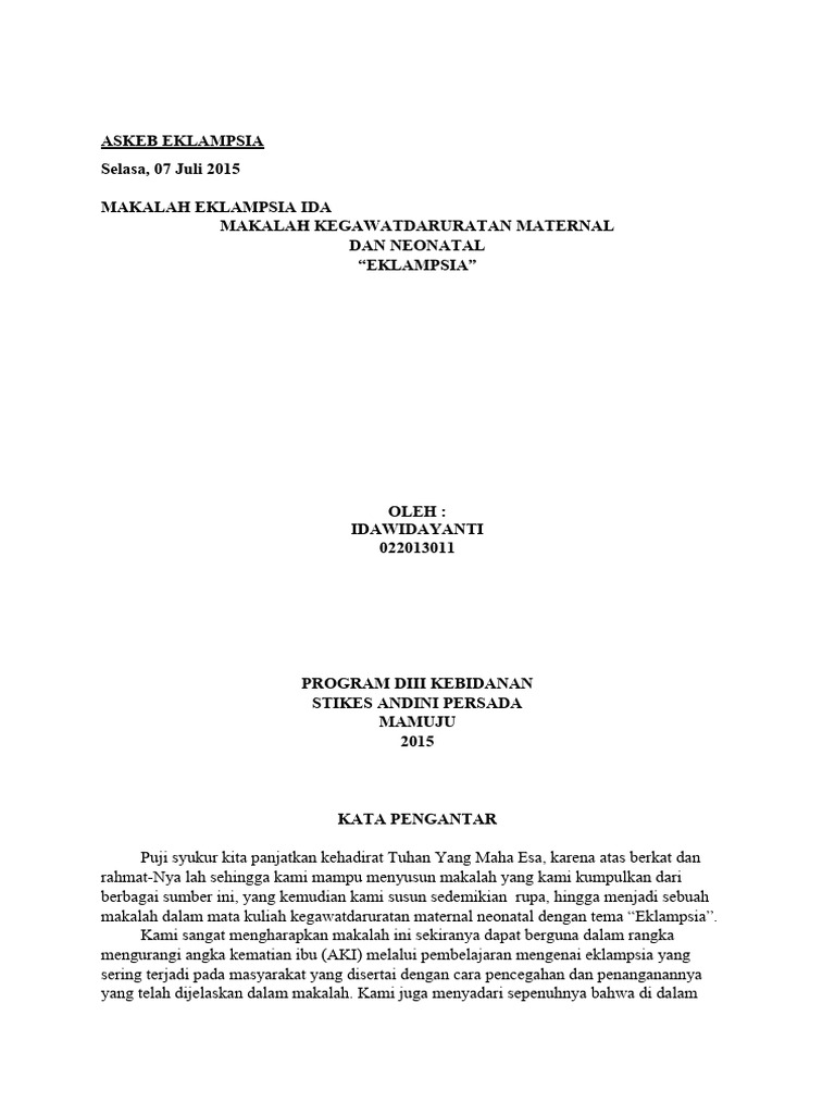 Panduan Lengkap Eklampsia pada Ibu Hamil | PDF