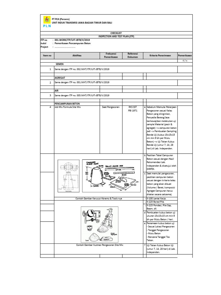 Checklist Form ITP Pengecoran | PDF