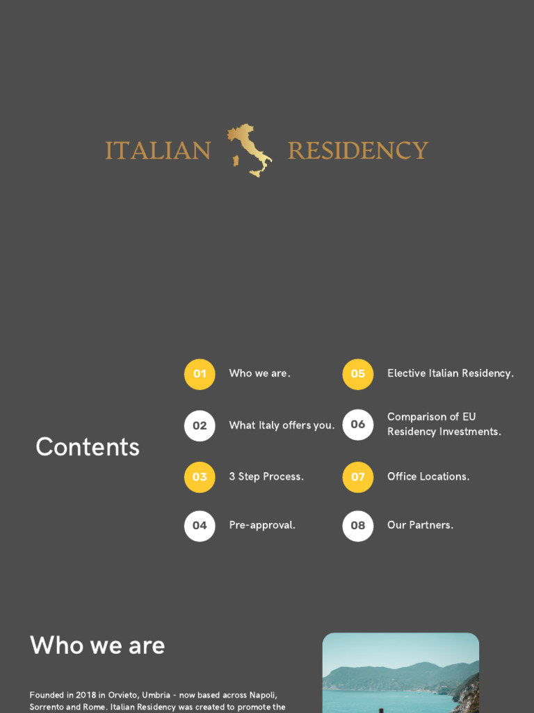 2022 Brochure - Elective Italian Residency | PDF | Italy | Taxes