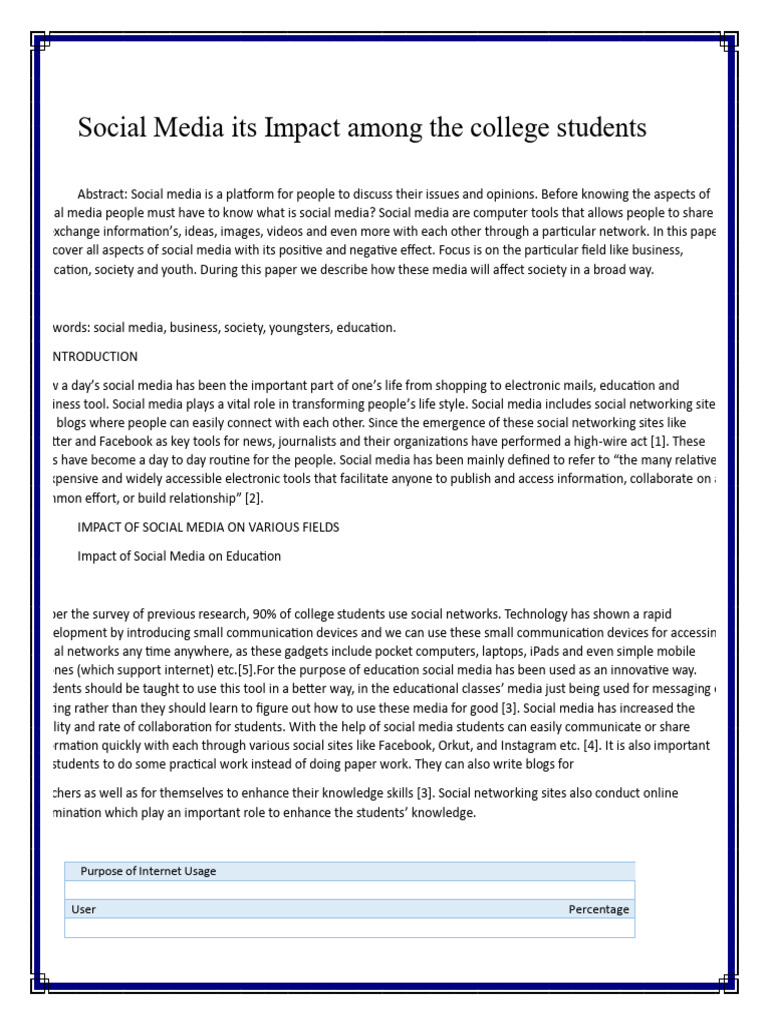 Social Media Its Impact Among The College Students | PDF | Popular ...
