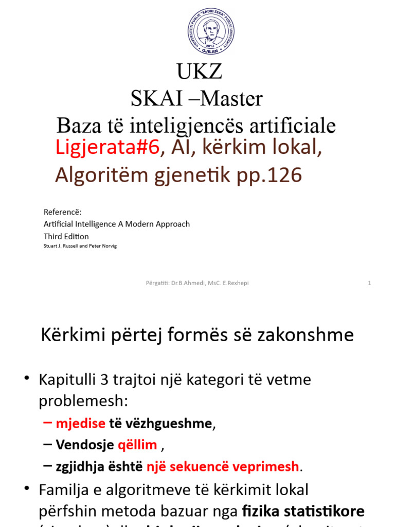 Ligjerata#6 Algoritmi Gjenetik 23.1.2024 | PDF