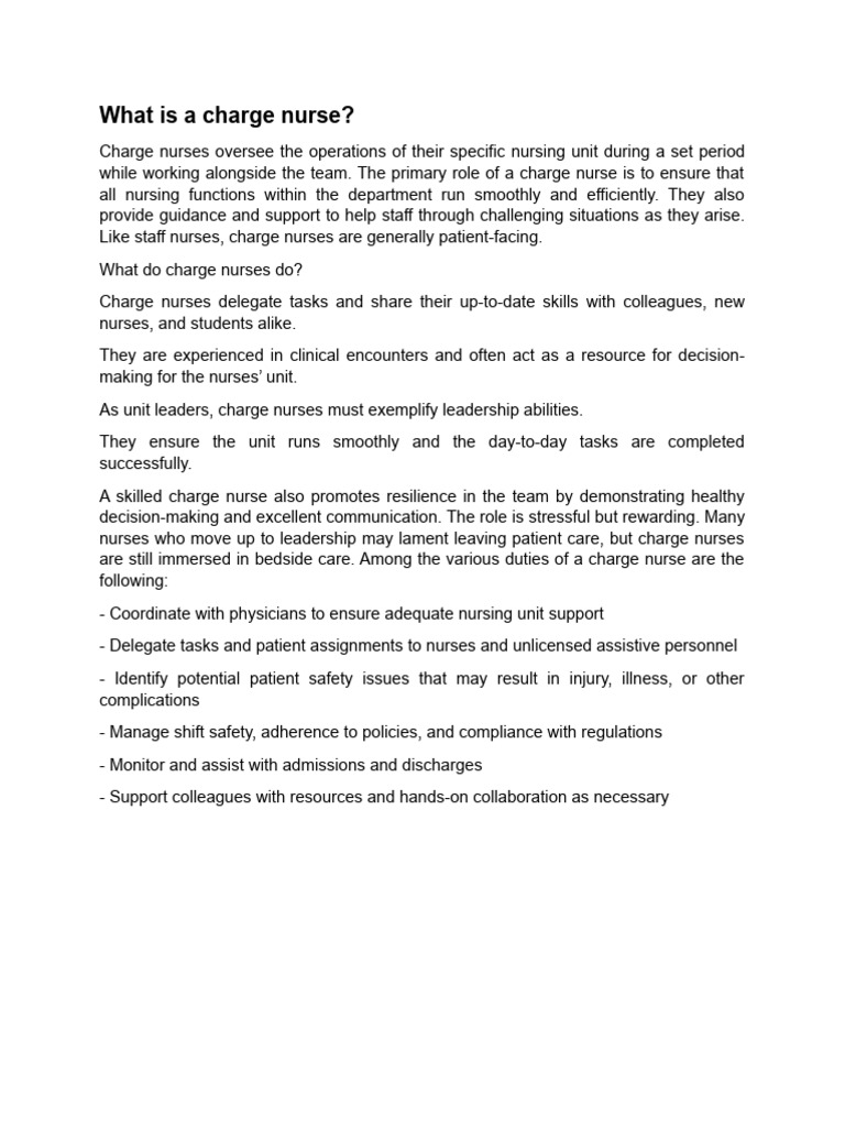 What-is-a-charge-nurse | PDF