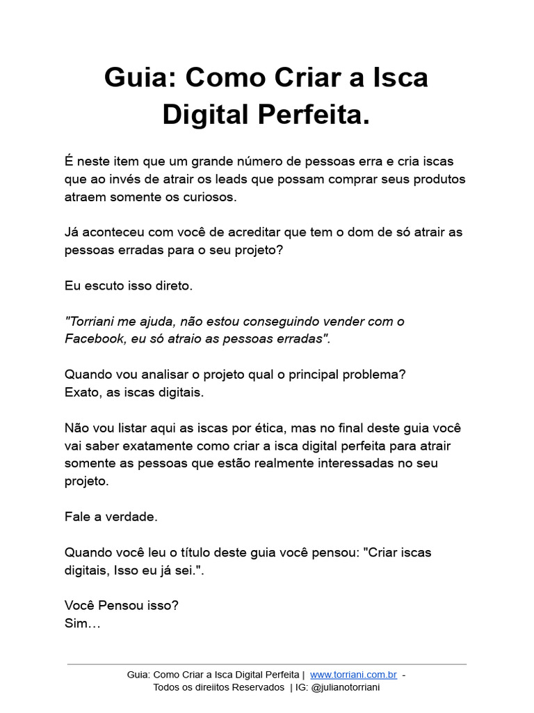 2 Como Criar A Isca Digital Perfeita | PDF | Publicidade | Facebook