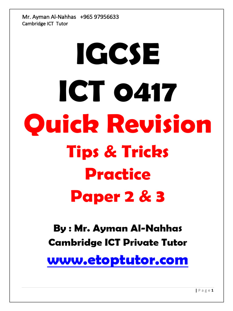 IGCSE ICT Revision Tips & Tricks | PDF | Html Element | Html