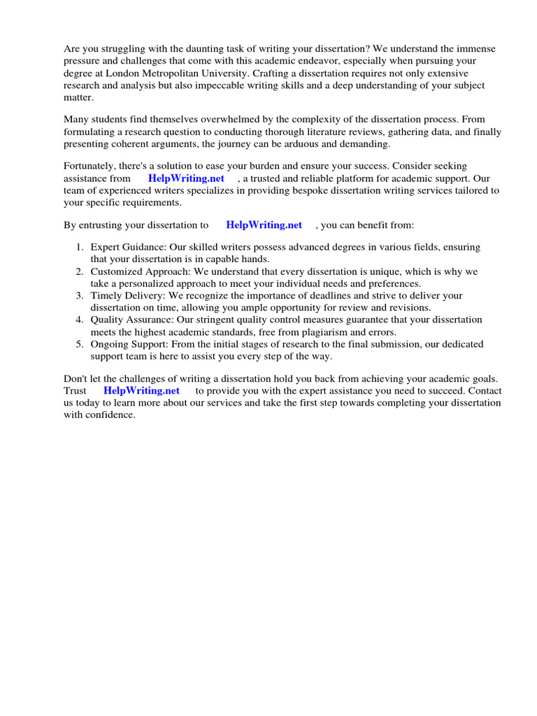 London Metropolitan University Dissertation | Download Free PDF | Brand ...