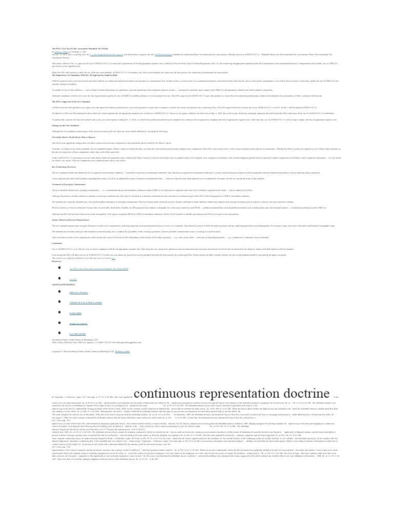 CERCLA EXPL Continuous Representation Doctrine | PDF | Superfund | Common Law
