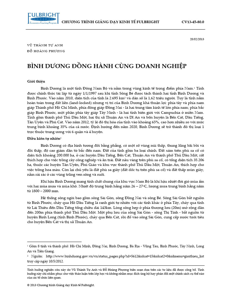 Binh Duong Dong Hanh Cung Doanh Nghiep | PDF