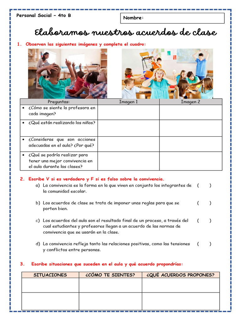 FICHA PS ACUERDOS DE CLASE | PDF