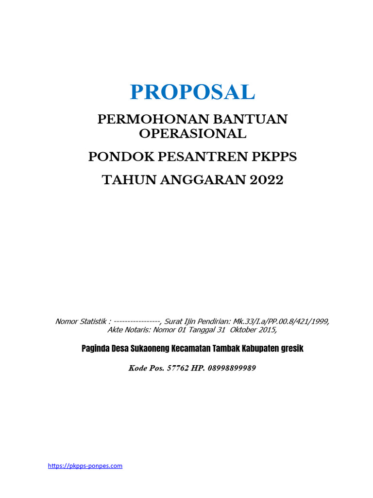 Proposal BOP Pesantren | PDF